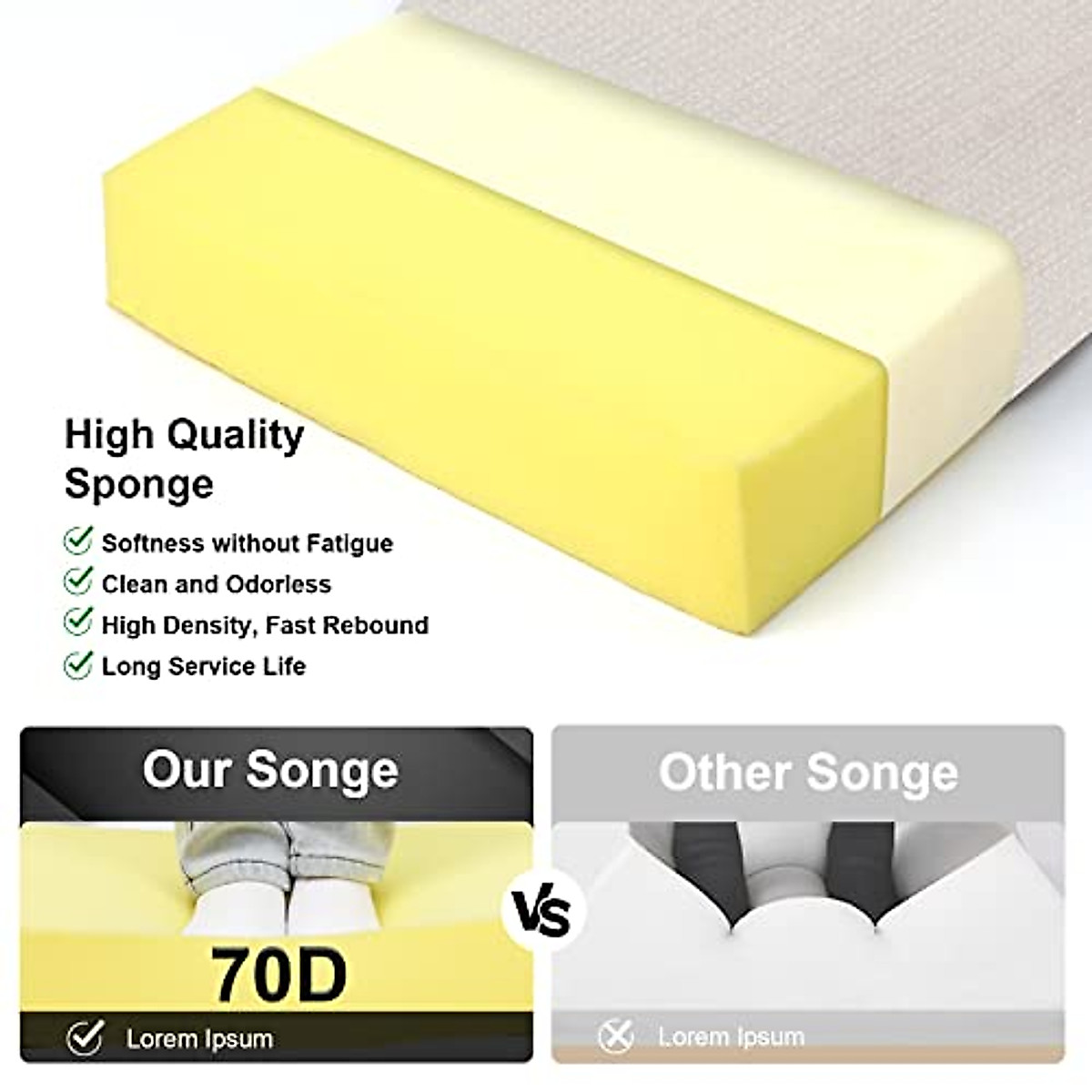 Detiblue Custom Bench Cushion Outdoor Cushions for Patio Furniture Indoor Bay Window Seat Porch Swing Bench Cushions Non-Slip Bench Pads 70D High Elastic Sponge