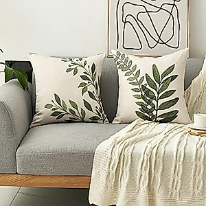 Tritard Outdoor Pillow Covers Set of 2 Waterproof Fabric Green Botanical Plant Leaves Throw Pillow Covers Leaf Pillowcases for Patio Furniture Living Room, 20x20