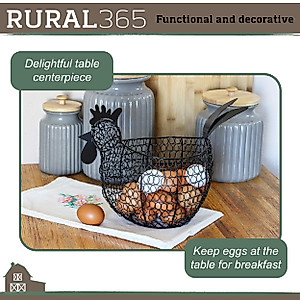 Rural365 Black Metal Chicken Egg Basket - Egg Basket for Gathering Fresh Eggs - Rustic Decor Chicken Basket Egg Holder