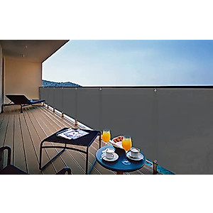 LOVE STORY 3'x10' Waterproof Charcoal Balcony Privacy Screen Fence Cover Shade UV Sunblock for Patio, Deck, Patio, Apartment Railings, Shield 90%