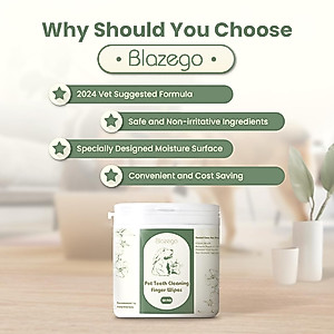 Dental Wipes for Dogs Teeth, Dog Teeth Cleaning Wipes, Dog Dental Care Wipes, Pet Dental Finger Wipes, Dog Toothpaste and brush, Cat Toothbrush, Reduce Plaque and Tartar, Freshen Breath,50 Counts