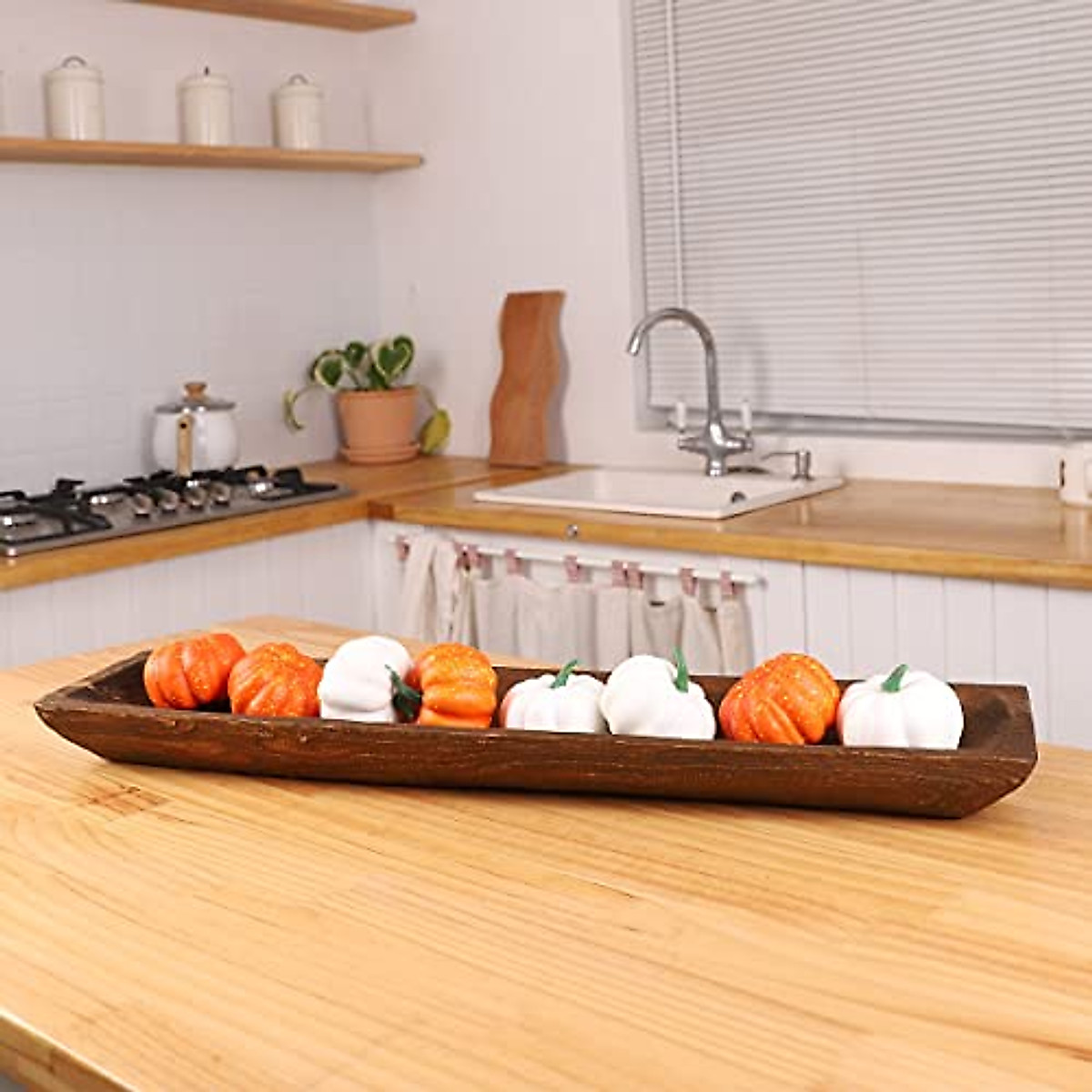 Uziass Wooden Dough Bowls, 27.75” Hand Carved Large Wood Dough Bowls Rustic Wood Decorative Bowl Farmhouse Wood Bowl for Dining Table Centerpiece Living Room Coffee Table Countertop Home Kitchen Decor