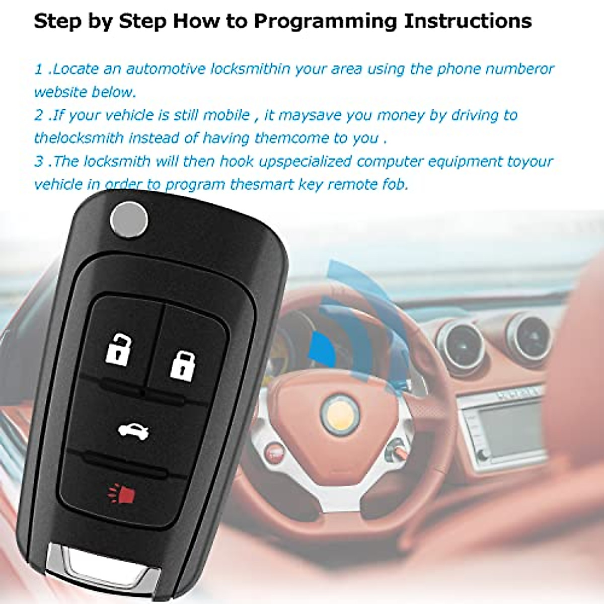 Keyless Entry Remote Uncut Flip Key Fob Fits for Chevrolet Cruze/Equinox 11-2015, Buick Lacrosse10-2016 FCCID: OHT01060512 315Mhz (Pack of 1)