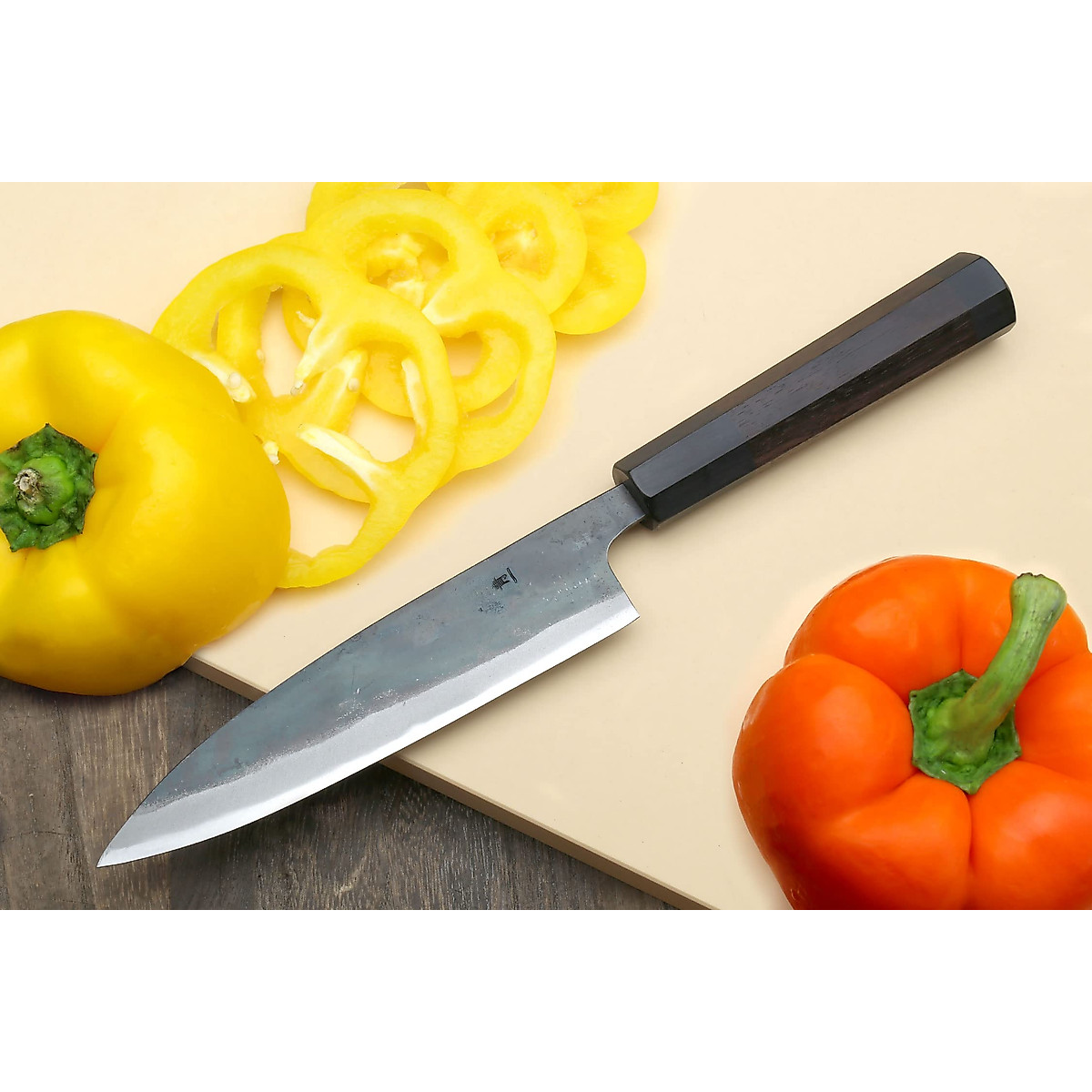 Yoshihiro Mizu Yaki Blue High Carbon Steel #1 Kurouchi Petty Japanese Utility Knife Shitan Handle (6'' (150mm) & No Saya)