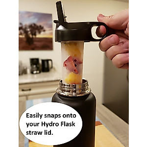 FlavorFuze Straw - Fruit Infuser Attachment, Compatible with Hydro Flask Straw Lids for 32 and 40 Ounce Wide Mouth Bottles (For Straw Lid)