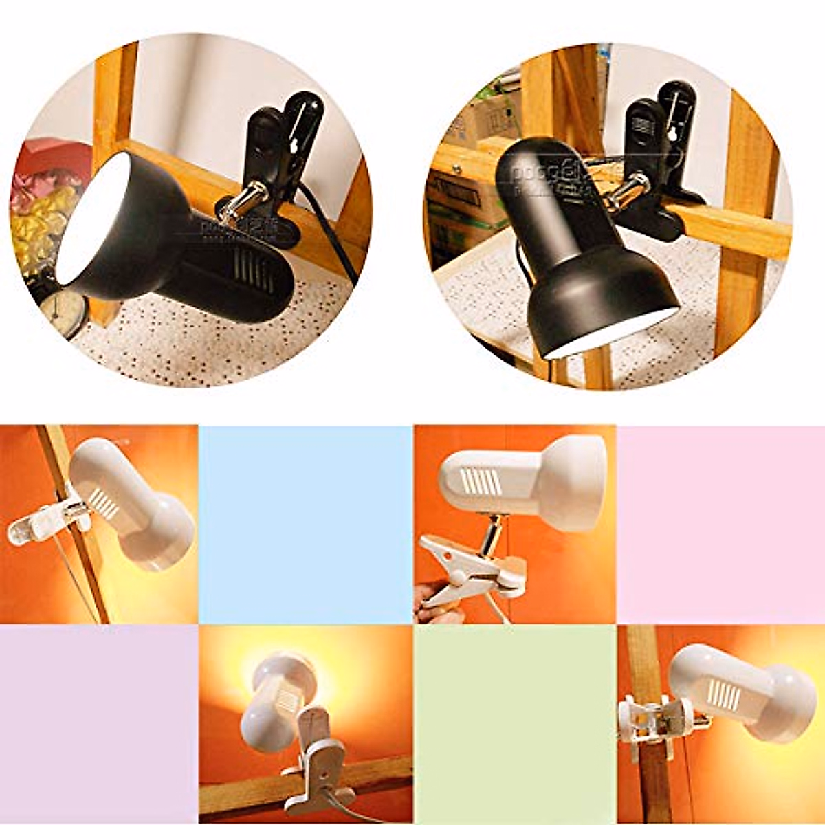 Sun-Rising Clamp Light,360° Rotation Clip on Lamp Portable Book Reading Light,Clamp on Desk/Table/Bunk Bed/Cupboard Home Lighting, (Clamp Light Two Colors for Your Choice) White