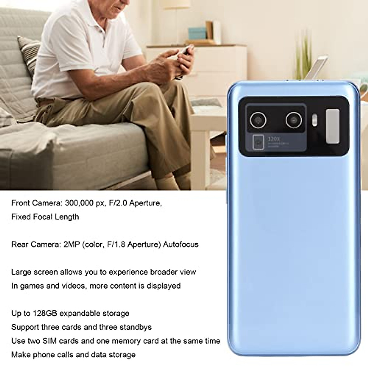 Zunate M12 Ultra 5.45 Inch Cell Phone Unlocked, 512MB RAM+4GB ROM, Dual SIM Dual Standby Cheap Mobilephone for Android, 854x480 HD Smartphone,(Blue)