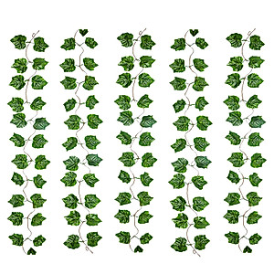 Meiliy 8 Ft 5pcs Artificial Greenery Ivy Vine Plants Foliage Grape Leaves Vine Simulation Flowers Vine Garland for Home Room Garden Wedding Outside Decoration