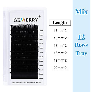 Eyelash Extensions Individual Lashes 0.07 D Curl 15-20mm Mixed Classic Lash Extensions Single Eyelashes Supply by GEMERRY (0.07-D, 15-20mm Mix)