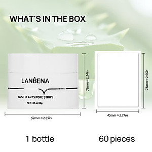 LANBENA Blackhead Remover Peel Off Mask for Face and Nose - 1.05oz. Remove Black Heads Face Black Head Remover Strips.