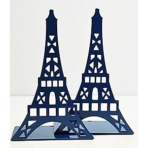Schoolsupplies Tinplate Eiffel Tower Creative Bookshelf Metal Book Holder Stand Decorative Bookend Portable Read Books Stand Book Stalls(Blue)