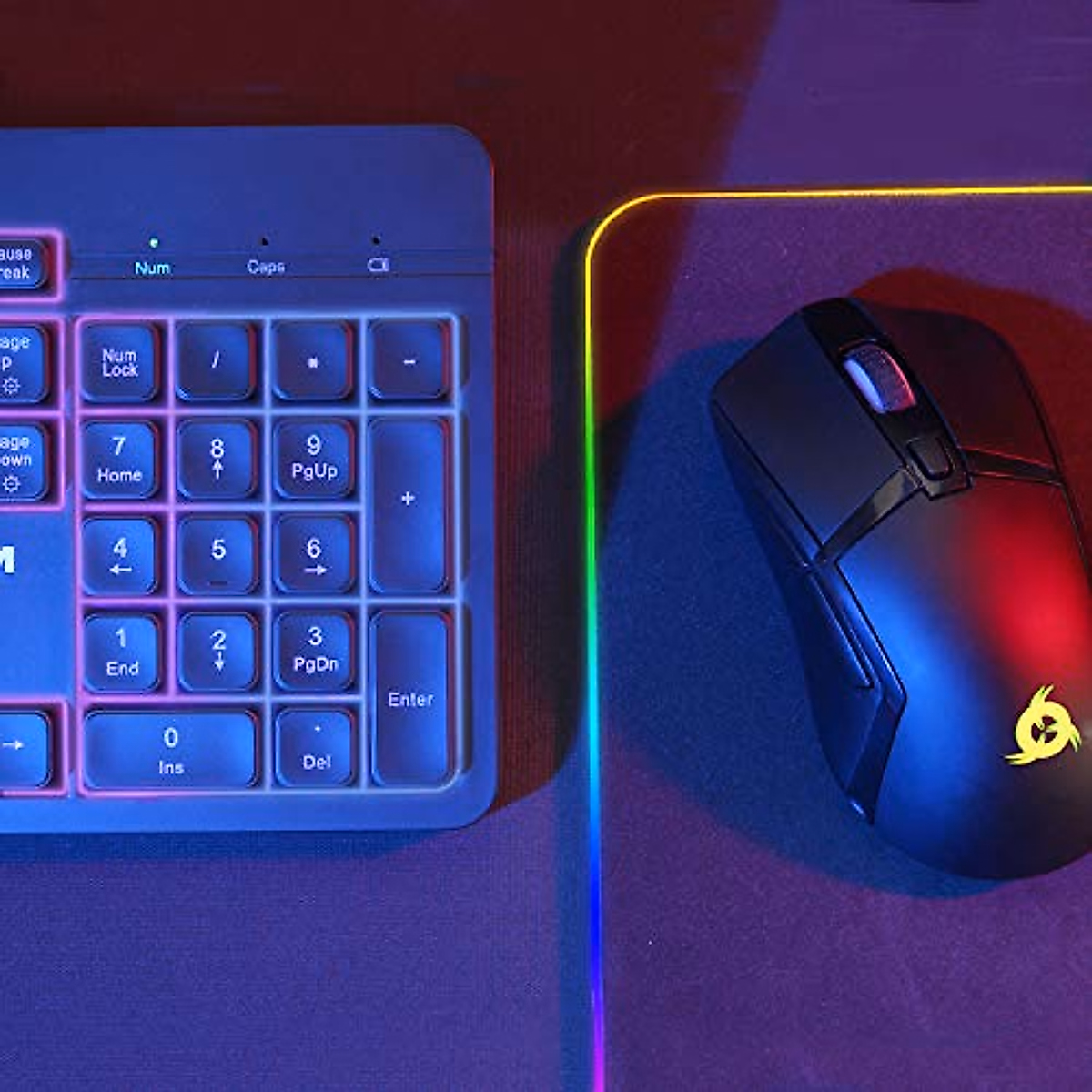 KLIM Tandem Wireless Gaming Keyboard & Mouse Combo - New 2024 - Slim Durable Ergonomic - Light up Keyboard and Mouse Wireless - Long-Lasting Built-in Battery with Energy-Saving