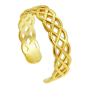 10K Yellow Gold Celtic Trinity Knot Woven Eternity Band Adjustable Toe Ring