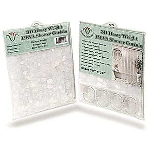 VENICE COLLECTIONS Shower Curtain Liner 3D Semi Transparent Heavy 8G Thick PEVA Waterproof Plastic Metal Grommets and Weighted Magnets 70 x 72 inches with Hooks Pebble Clear