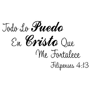 Summerjokes Todo Lo Puedo En Cristo Que Me Fortalece - Filipenses 4:13 Inspiring Funny Wall Sticker Decal Vinyl Sticker, Prayer Faith Family Living Room Kitchen Dining Bedroom Marriage Cafe Library