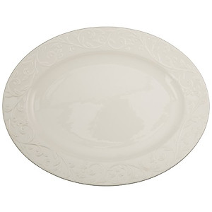 Lenox Opal Innocence Carved Large Oval Platter -,White