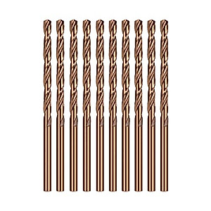 BECOLLO 3/32 Inch Cobalt Drill Bit Set, M35 Jobber Length Twist Drill Bits,Suitable for Drilling in Hard Metal, Stainless Steel, Cast Iron,10 Pieces