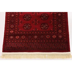 Unique Loom Tekke Collection Over-Dyed Saturated Traditional Torkaman Area Rug, 2 ft 7 in x 10 ft, Red/Burgundy
