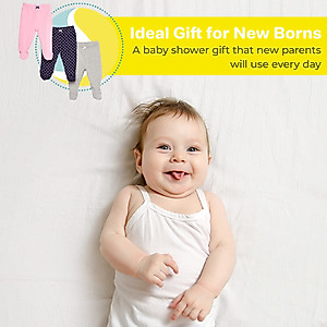 Spasilk Baby Girls Cotton Pull on Footie Pants Leggings with Feet, Pack of 3, Pink & Gray