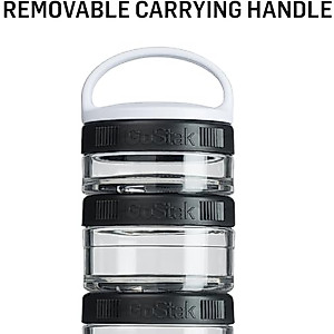 BlenderBottle GoStak Food Storage Containers for Protein Powder, Healthy Snacks, and Portion Control, 4-Piece Starter Pak, White