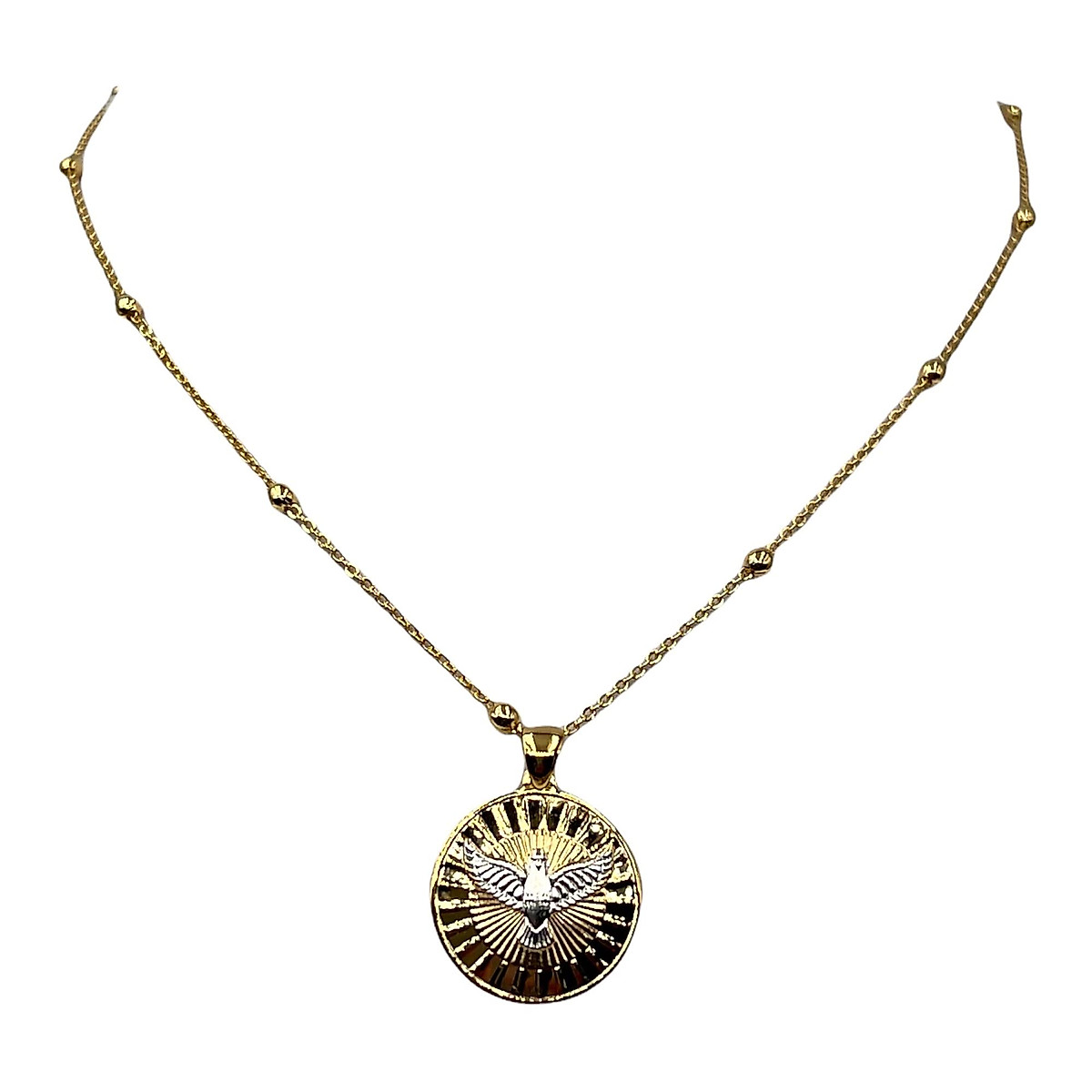 FWJ 18K Gold Plated Holy Spirit Pendant Necklace for Women Religious Jewelry