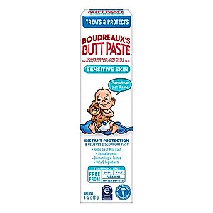 Boudreaux's Butt Paste for Sensitive Skin Diaper Rash Cream, Ointment for Baby, 4 oz Tube