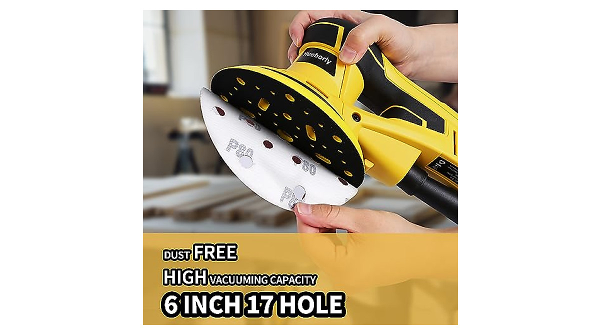 Electric Random Orbital Sander 350W Brushless Motor 3/16 inch Orbit ...