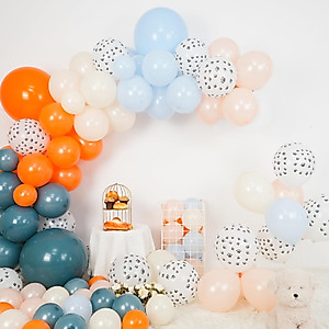 Blue Orange Balloons Arch Garland Kit,Dog Paw Balloons Garland with Retro Sea Blue Orange Paw Print Balloons for Boys Girls Baby Shower Puppy Birthday Party Decor