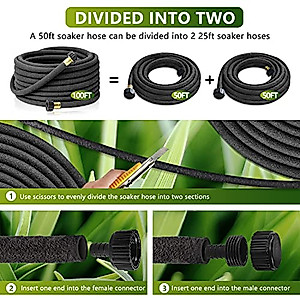 Holldoor Soaker Hose 100 Ft for Garden Beds with Soaker Hose Fittings, 1/2’’ Diameter Soaker Hose for Garden, 70% Water Saving Drip Hoses for Lawn, Landscaping, Garden(100 FT)