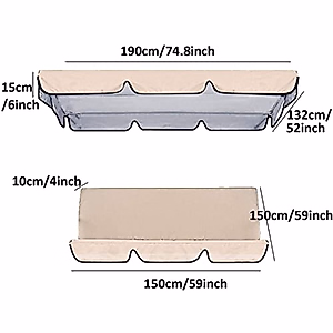 BTURYT Waterproof Garden Seater Sun Shade Porch Hammock Patio Swing Cover,Outdoor Swing Canopy Replacement Cover & Swing Cushion Cover-(top Cover + Chair Cover)