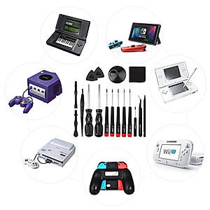 XOOL Tri Tip Screwdriver, 17 in 1 Professional Screwdriver Game Bit Repair Tools Kit for Switch JoyCon PS3 PS4 PS5 Xbox One 360 Gamebit NES SNES DS Wii GBA