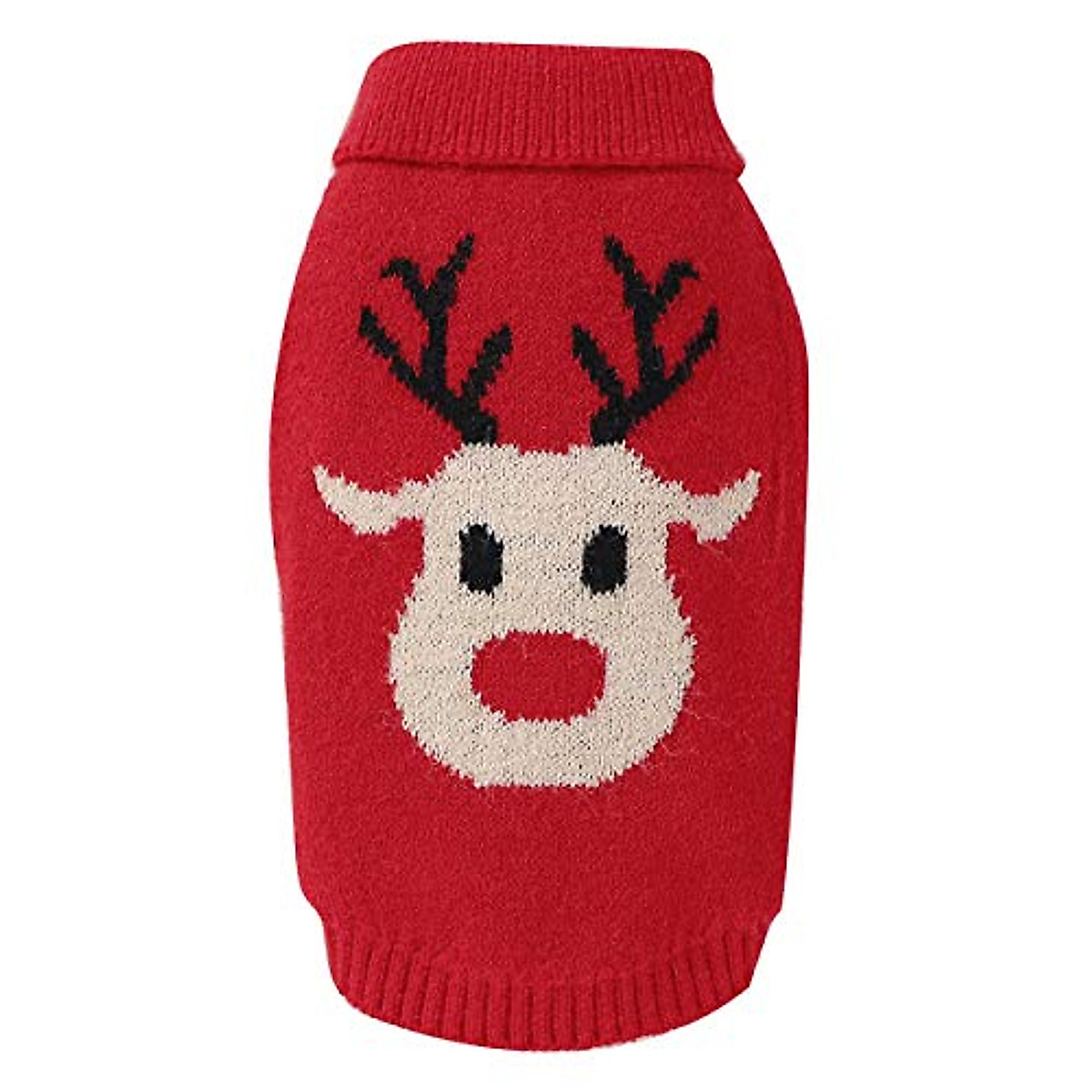 Dog Sweater Pet Christmas Clothes Cartoon Reindeer Dog Knitted Sweater Breathable and Warm Knitwear Warm Pet Sweaters for Dogs Puppy Kitten Cats Holiday Costumes (Red, XL)