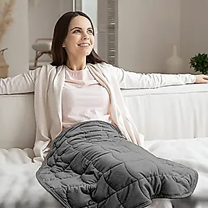 Weighted Lap Blanket, Weighted Lap pad 7lbs(33”x29'') for Adult Portable, Soft Material with Premium Glass Beads for Traveling, Sleeping Relax (Black)