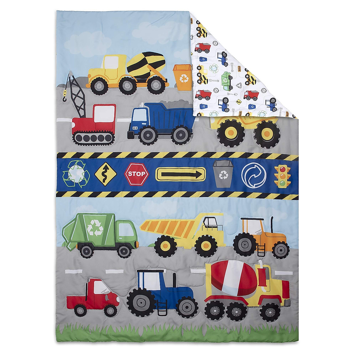 The Fun House Toddler 4pc Contruction Area Bed Set, Multicolor