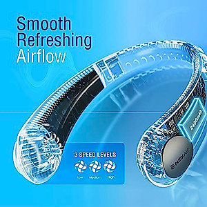 NEXAIR Portable Neck Fan - 3 Speed Rechargeable Bladeless Neck Cooler, Quality Comfortable Lightweight, Personal Neck Fan For Women & Men Modern Design, Great Cooling Fan For Travel, Outdoors & Sports