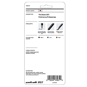 uni-ball® 207™ Retractable Fraud Prevention Gel Pens, Medium Point, 0.7 mm, Black Barrels, Assorted Ink Colors, Pack Of 4