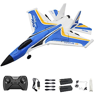 Fistone RC Plane, Remote Control Airplanes, 2.4 Ghz RC Glider with Dual-Motor and LED Lights, F-22 Raptor Fighter Jet with Smart Gyroscope System, Easy to Fly RC Fighter for Beginner Kids Adults