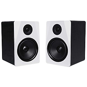 Rockville APM8W Powered USB Studio Monitor Speaker Pair in White, 8", 2-Way, 500W, EQ, MDF Wood, RCA/XLR, Perfect for Studios, Recording, Music