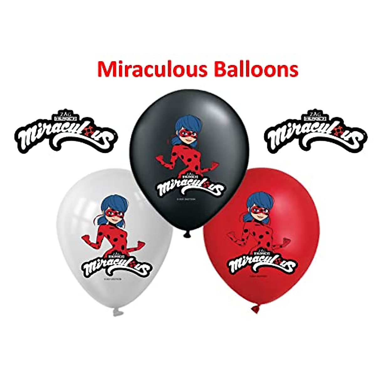 Vision Licensed Miraculous Party Supplies Ladybug Balloons 25 Pcs & Happy Birthday Banner Set For Miraculous Theme Birthday Kids Party