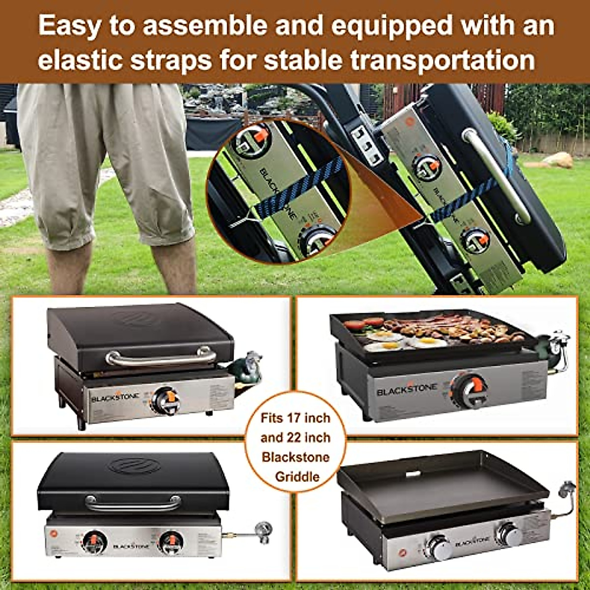 QuliMetal Portable Grill Cart for Weber Q1000, Q2000 Series Gas Grills and Blackstone 17” 22” Table Top Griddles, Portable Griddle Stand