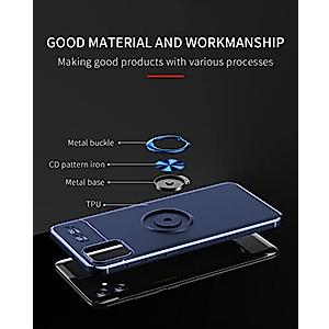 Asuwish Phone Case for Samsung Galaxy A04 with Tempered Glass Screen Protector Cover and Cell Accessories Kickstand Stand Magnetic Ring Holder Protective Soft TPU Silicone Ao4 A 04 4G Women Men Blue