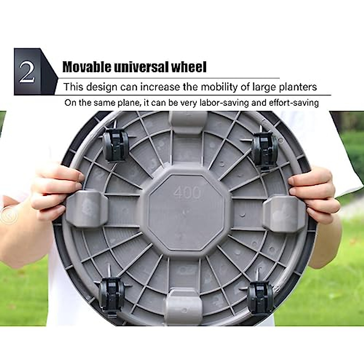 RUDINO,Plant Caddy,Plant Stand with Wheels,Rolling Plant Stand,Planter Caddy with Wheels,Plant Caddy with Wheels Heavy Duty,Round Flower Pot Mover with Wheels,Suitable for Indoor Planters, Balconies