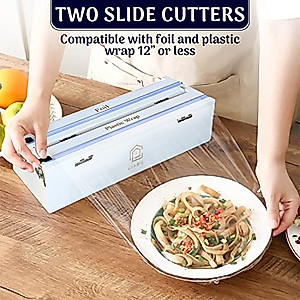 Ziplock Bag Organizer Bamboo, 6 in 1 Foil and Plastic Wrap With Cutter for Kitchen Drawer Compatible with Gallon, Quart, Sandwich and Snack Size Bags & 12" Rolls