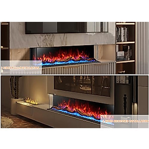 3-Sided Electric Fireplace Heater 80" Smart WiFi- Enabled Electric Fireplace Unit with 251 Color Flames Combinations, 3000/1500Watt Heater Wall Mount & Recessed Fireplace Inserts -Black