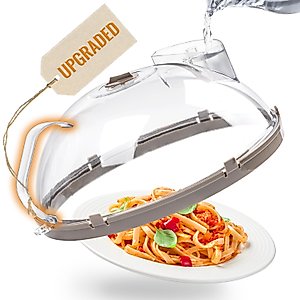 Gracenal Microwave Splatter Cover for Food, Upgraded Microwave Cover with Water Steamer, Integrated Handle, 10” Plate Covers, Splatter Guard, Kitchen Gadgets & Accessories, House Essentials for Gift