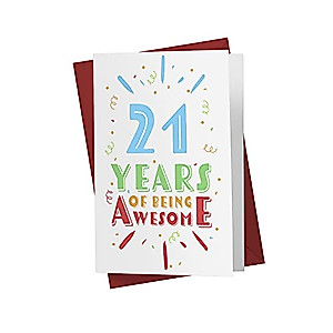 21st Birthday Card for Him Her - 21st Anniversary Card for Dad Mom - 21 Years Old Birthday Card for Brother Sister Friend - Happy 21st Birthday Card for Men Women | Karto – Being Awesome (Color)