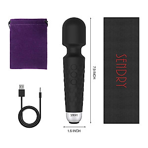 Female Vibrator, G-Spot & Sex Toy, 20 Modes & 8 Speeds Wand Massager, Quiet, Waterproof, USB Rechargeable Vibrator, Hand-Held Cordless Sex Toys Vibrator for Her Pleasure, Female Adult Toy (Black)