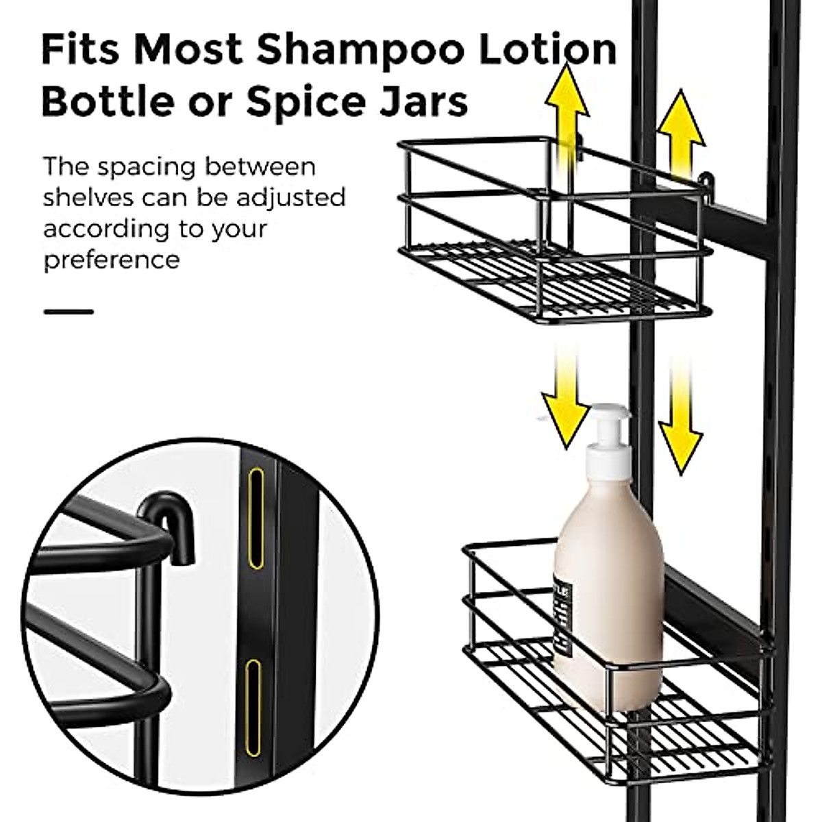 ODesign 5 Tiers Shower Caddy Organizer Bathroom kitchen Shelves Storage Basket Wall Mounted - Black