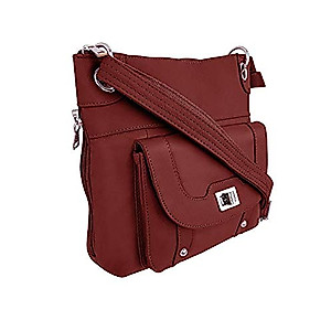 Concealed Carry Gun Purse - Twist Lock Pocket Crossbody Bag by Roma Leathers (Red)