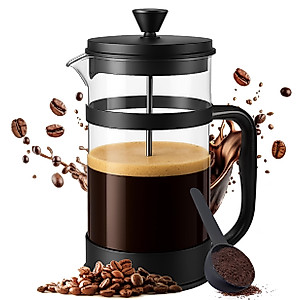 Utopia Kitchen 34 Ounce French Press Espresso and Tea Maker with Triple Filters, Stainless Steel Plunger and Heat Resistant Borosilicate Glass - Black